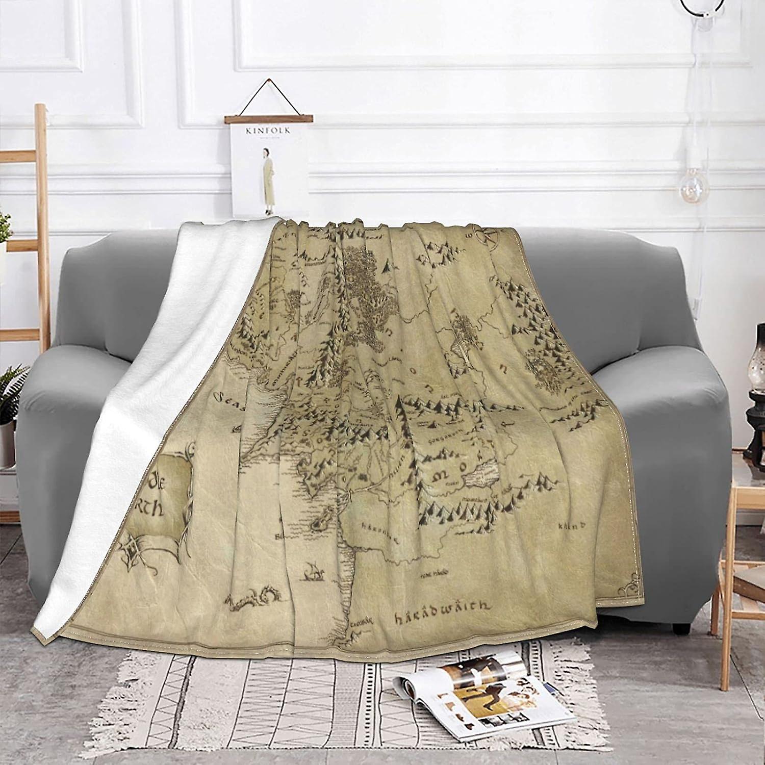 Retro Middle Earth Map Throw Blanket;ch Soft Flannel Fleece Travel ...