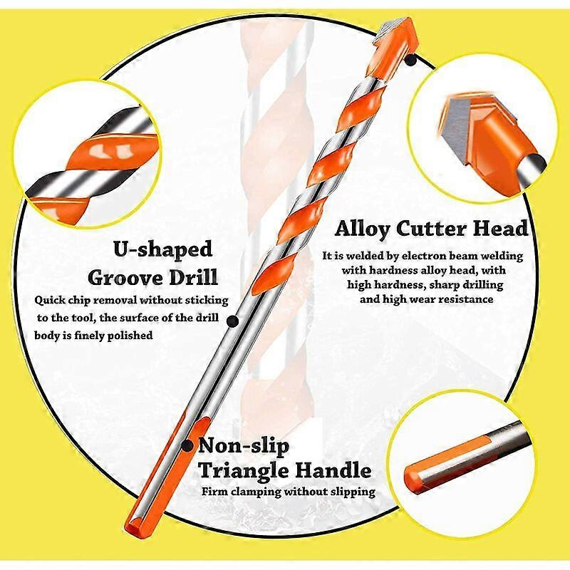 Drill Bit Set, 10 Pieces Triangular Drill Bit Set 6/6/8/10/12 mm, Punch ...