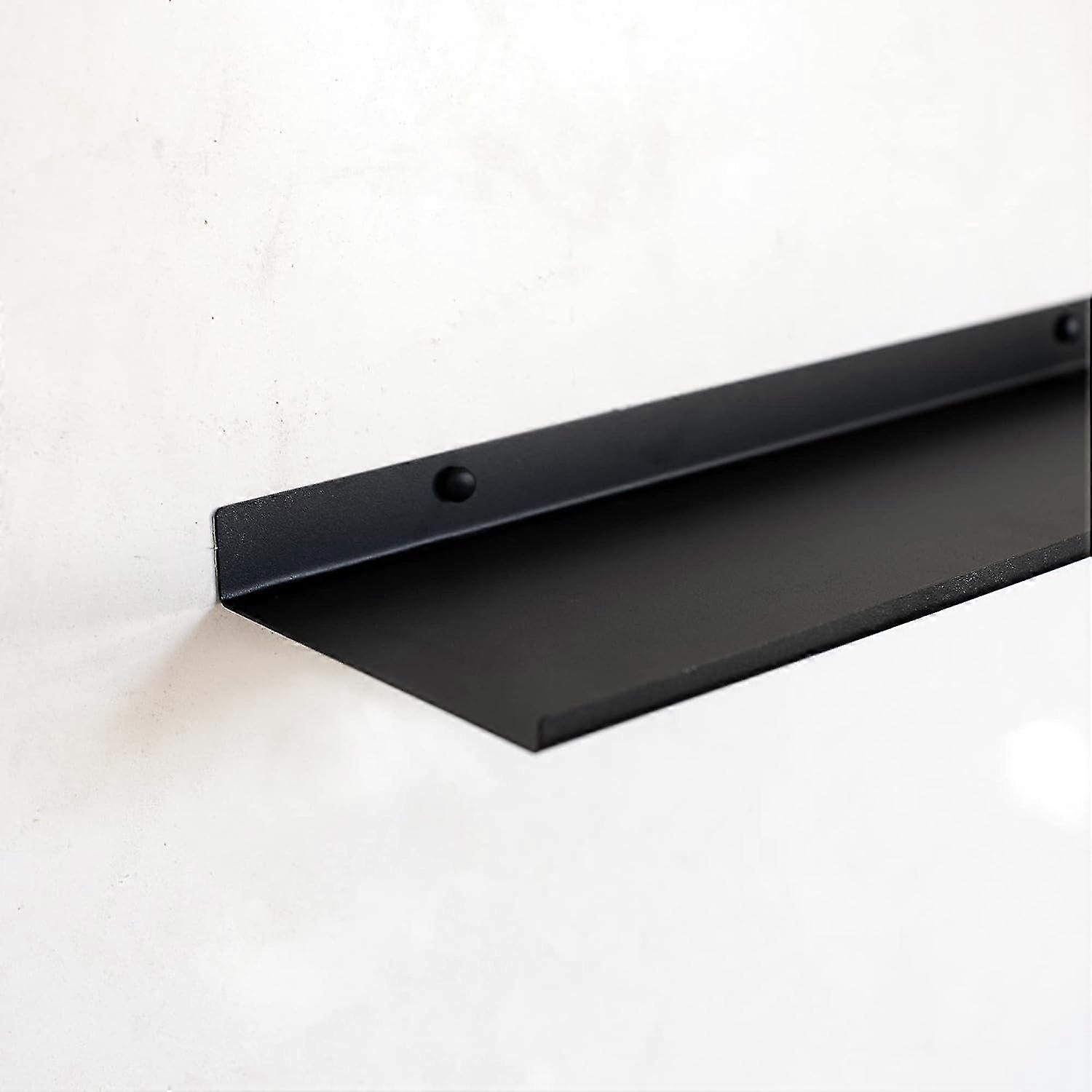 Væghylde i sort metal | Sæt med 2 flydende hylder 50 cm | Fruugo DK