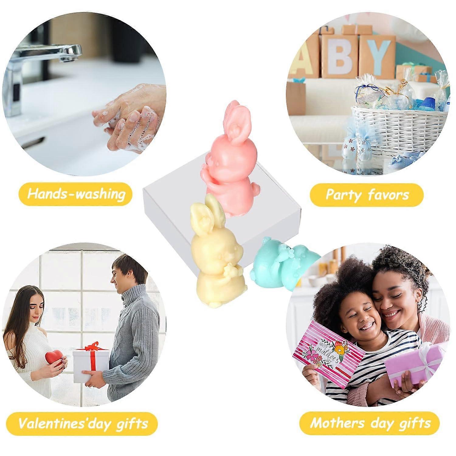 8 Pcs Easter Bunny Soap Shaped Soap Gift Set Natural Bunny Rabbit Soaps ...