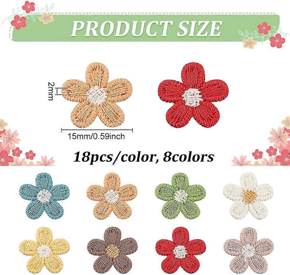 144Pcs 8 Colors Knitted Flowers Patch 0.6Inch Crochet Flower Patches ...