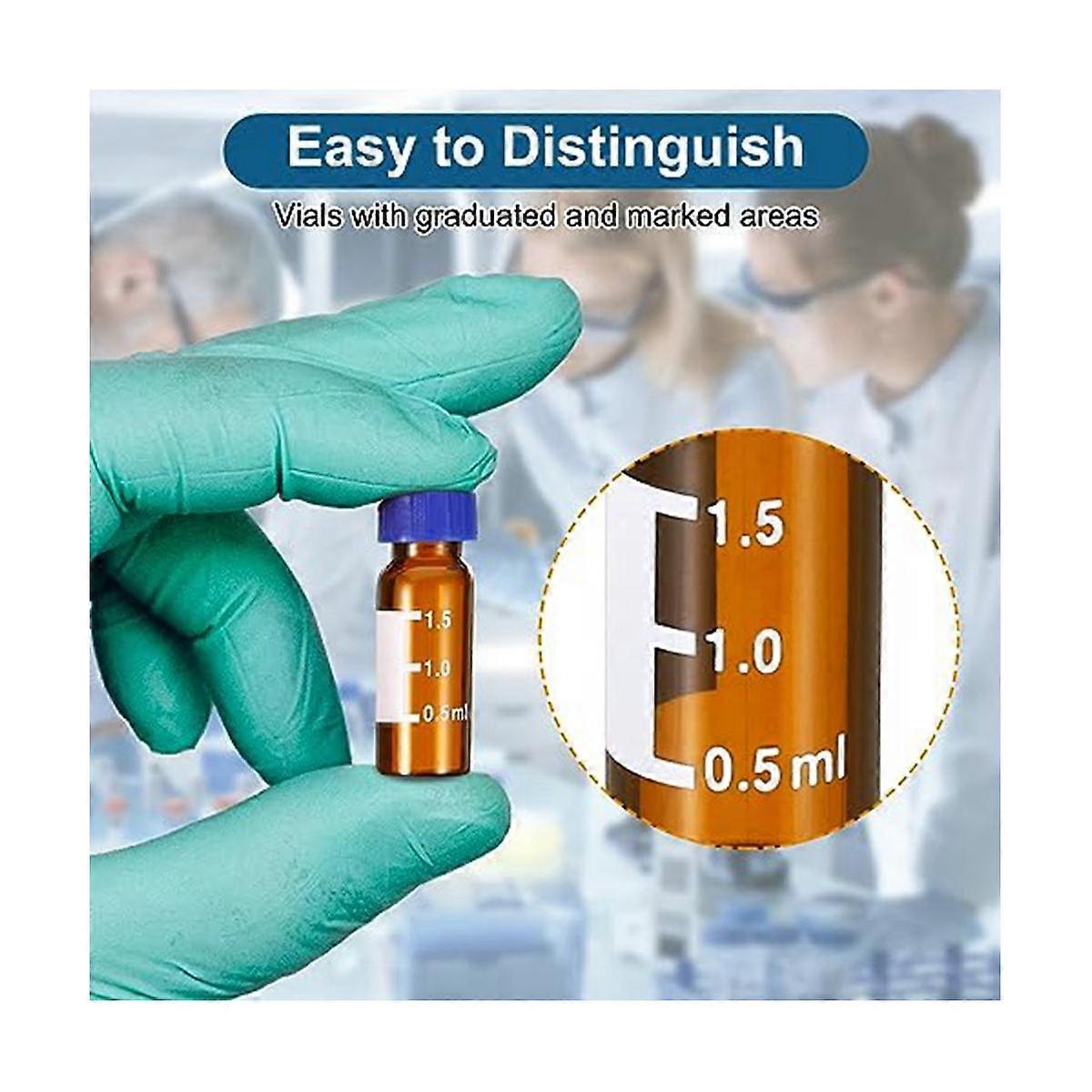 2Ml Autosampler Vial, 100 Pack HPLC/ Vials 9-425 Lab Vials Sample Vial Screw Cap Writing Patch ...