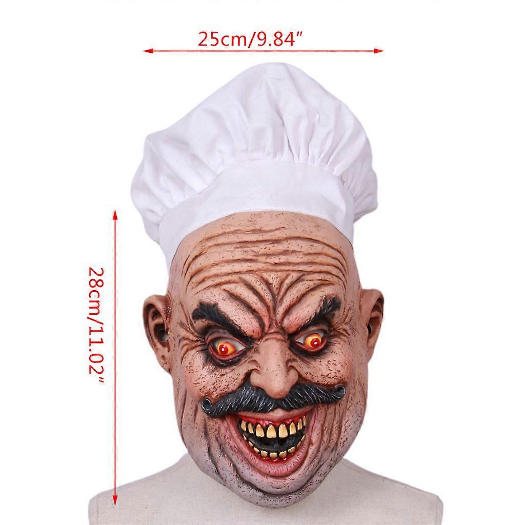 Realistic Latex Bearded Chef Butcher Mask Halloween Haunted House Ghost ...