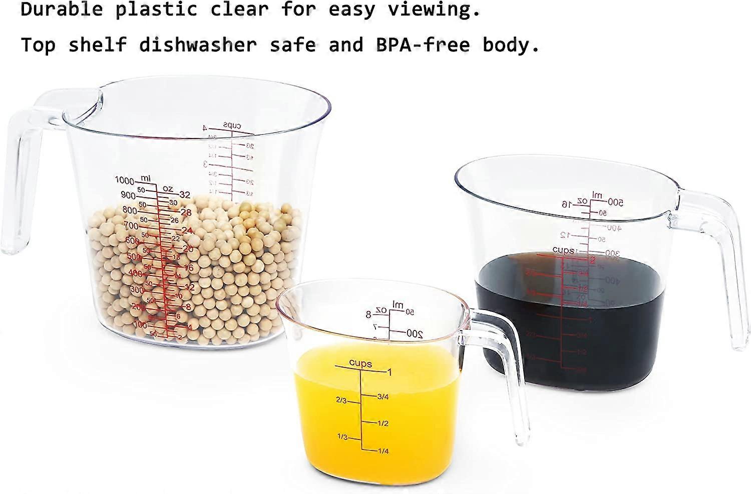 3-Piece Measuring Cups Set, Plastic Measuring Cup Plug-in Nesting ...