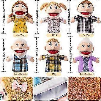 6 Pcs Family Members Hand Puppets Toy12 Inch Mouth Opening Hand Puppet ...