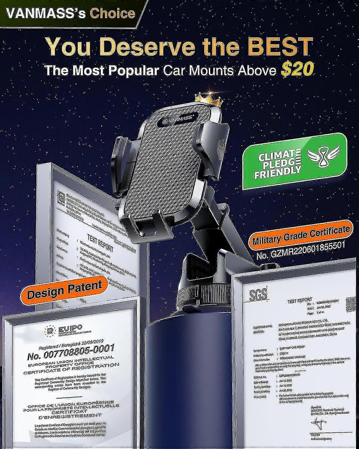 Car Phone Holder VANMASS [2023 Strongest Suction & Clip] Cell Phone ...