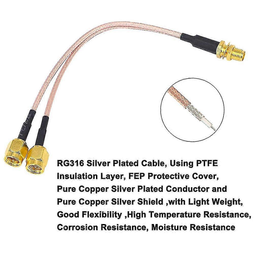 WiFi Antenna Coaxial Cable SMA Female to Dual SMA Male Splitter ...