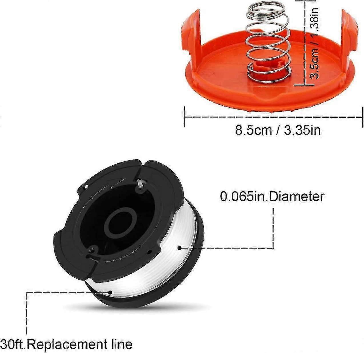 Black & Decker AF-100 Replacement Spool 30ft 0.065 Autofeed Trimmer Line with RC-100-P Cap ...