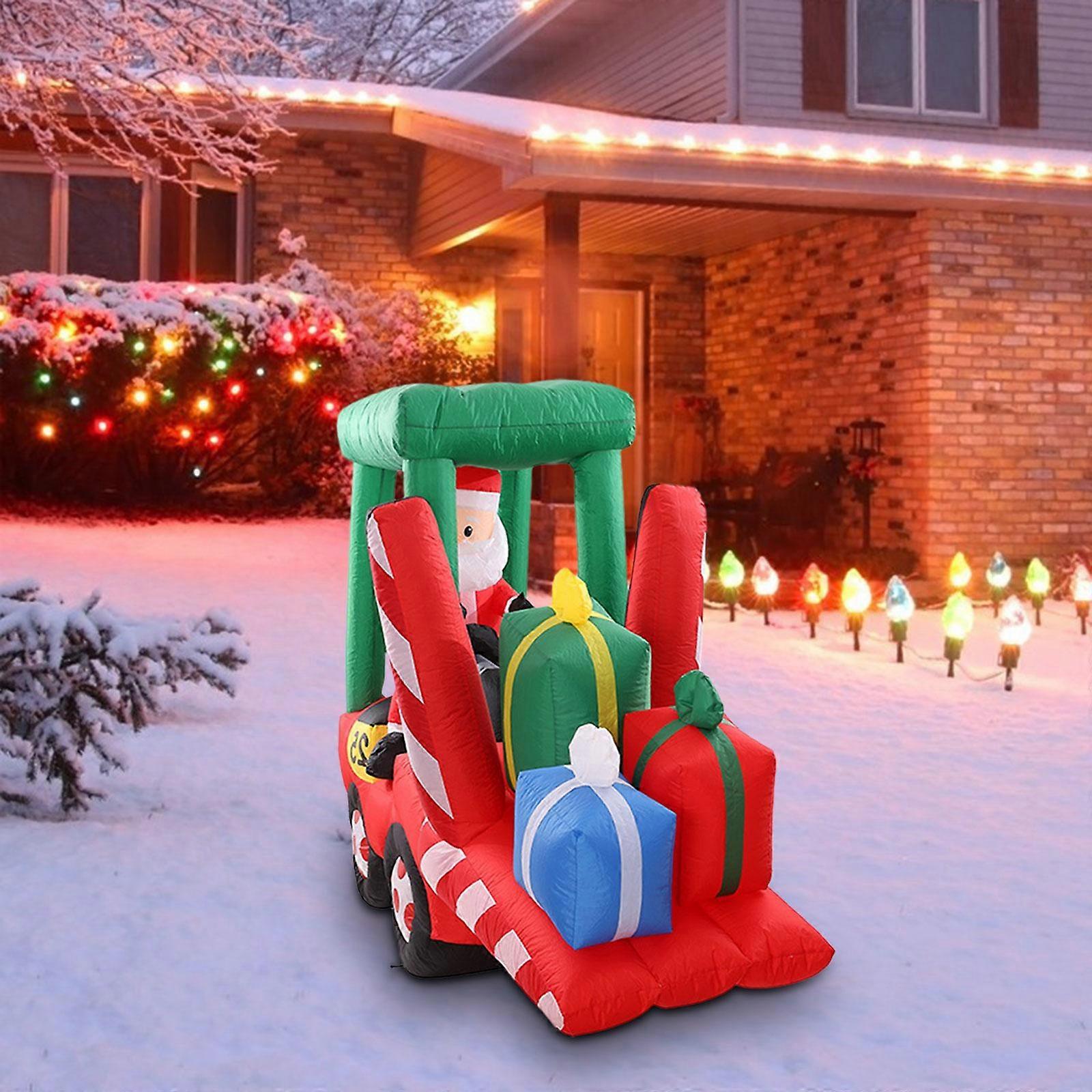 Inflatable Santa Claus on Forklift Outdoor Yard Decoration for New Year ...