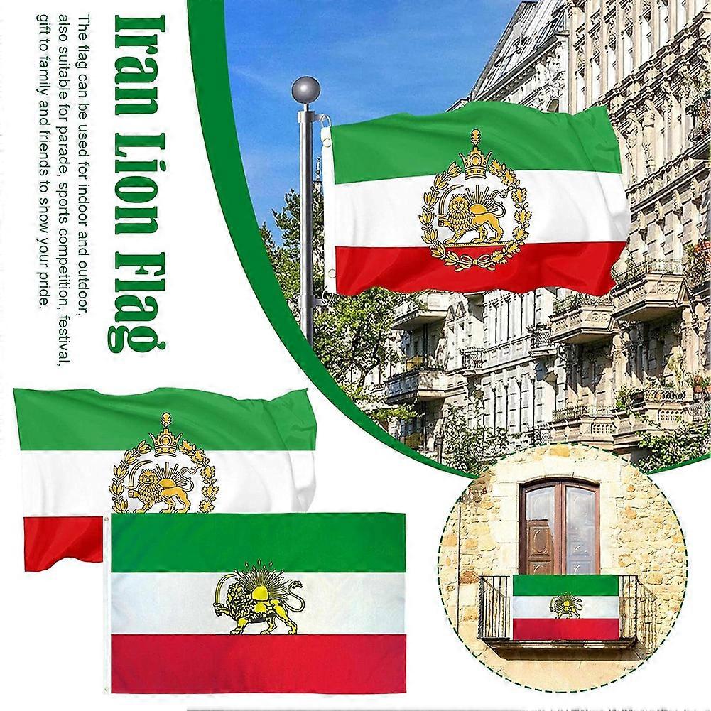 3x5FT Iran Flag with Lion Sun Emblem, Lion Sun Iranian Flag, Fade Proof ...