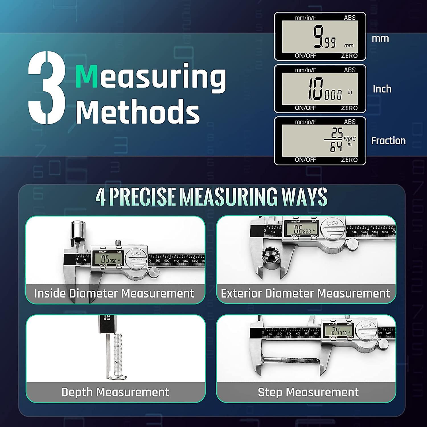 Digital Vernier Caliper, 150mm/6" Electronic Stainless Steel Vernier ...