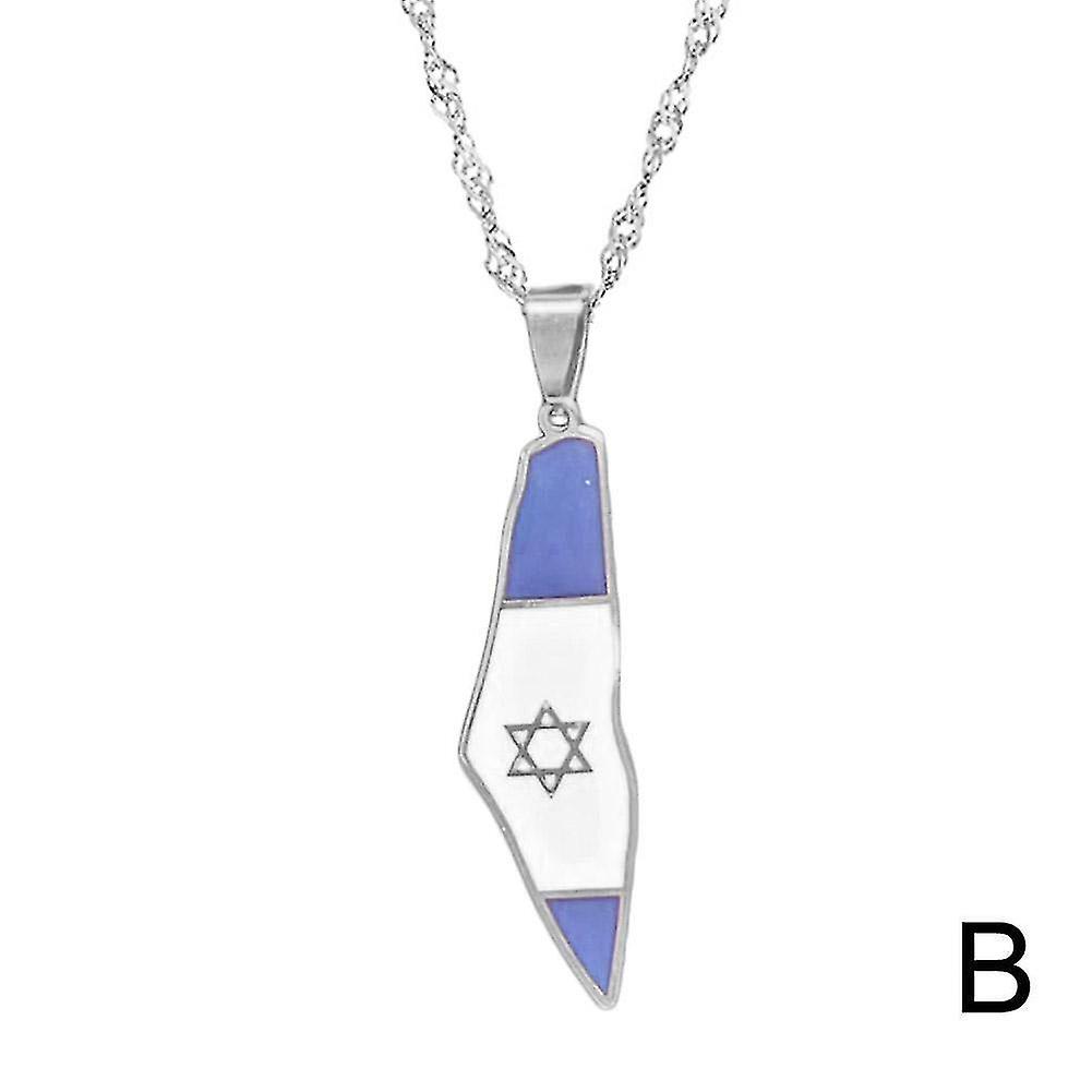 Israel Flag Map Pendant Necklace Gold Silver Chain Jewelry Gift-hy ...