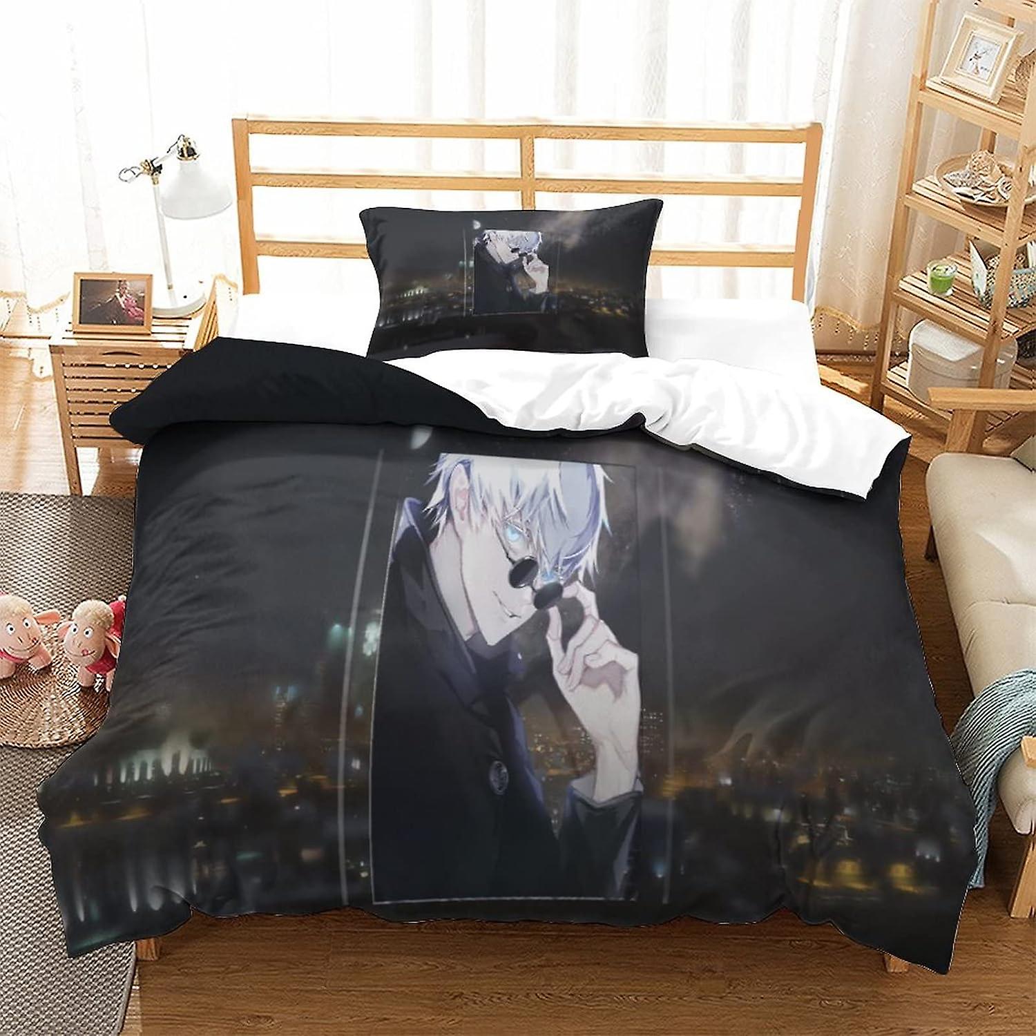 Jujutsu Kaisen Rinted Bedding Anime Gojo Satoru Duvet Cover with Zipper ...