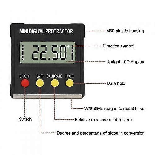 360 Degree Mini Digital Protractor Inclinometer Electronic Level Box ...