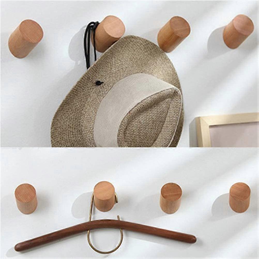 Wooden Coat Hook Set of 5Natural Wall Mounted Sling for Clothes, Hat ...