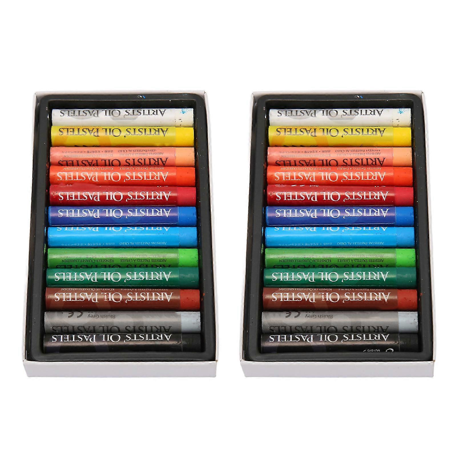 24Pcs Oil Pastels Soft Texture Vibrant Colors Safe Box Packed Artist ...