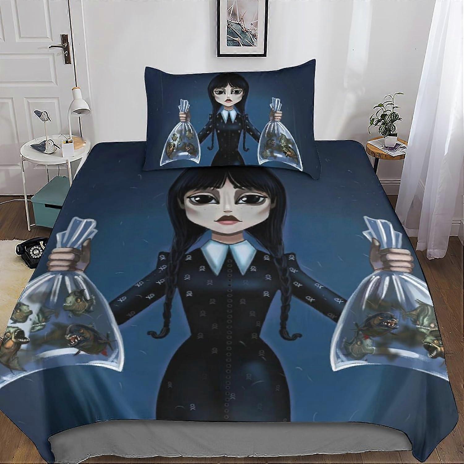 Children's Bedding Set - Wednesday Addams Pattern Soft Microfiber Duvet ...