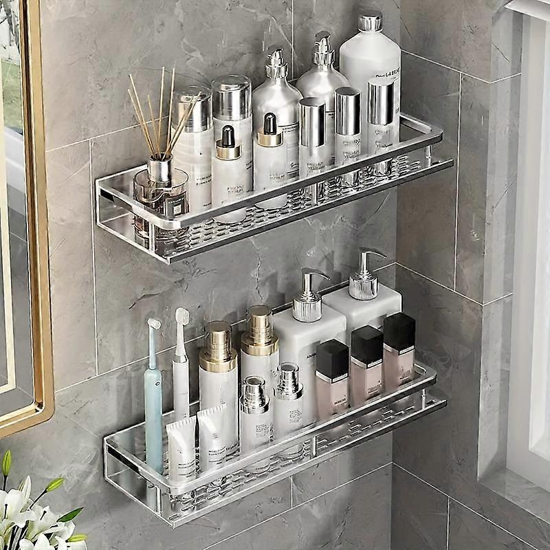 1pc Rectangular Shower Caddy, Space Aluminium Bathroom Shelf, Floating Shelves, Wall Mounted ...