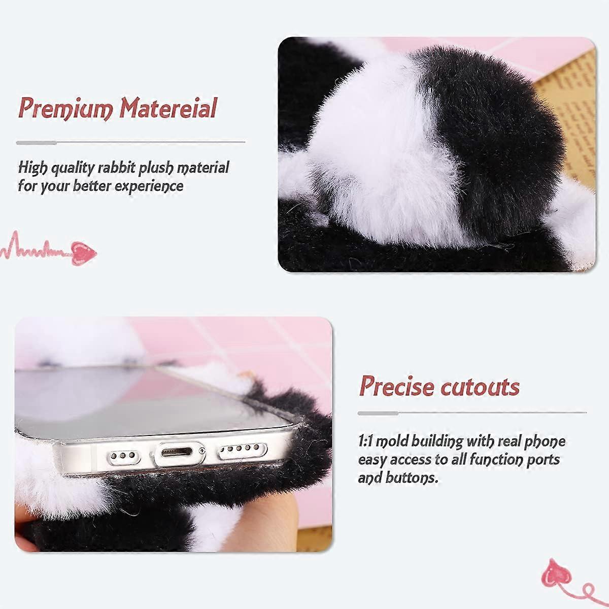 Phone case compatible with iPhone 11, furry phone case Cute phone case Plush rabbit phone case ...