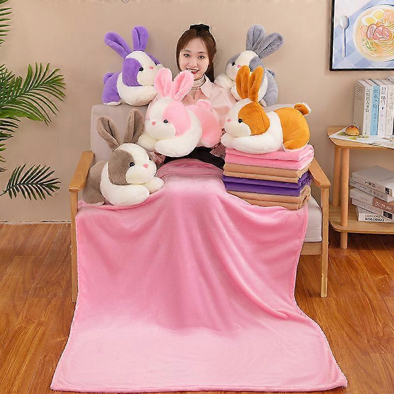 Realistic Rabbit Plush Toy with 1.1m*1.6m Blanket - Soft Bunny Doll ...