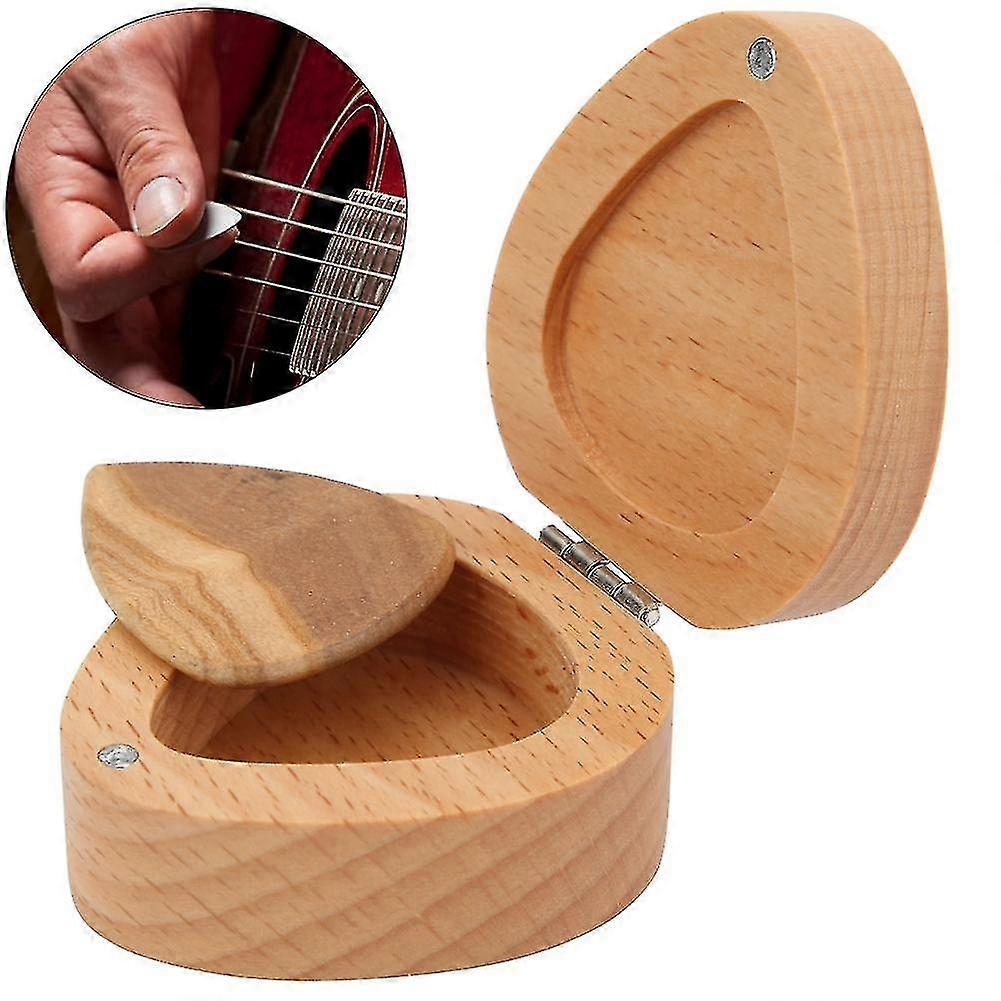 Wooden Guitar Picks Case Holder Container Plectrum Storage Box Musical ...