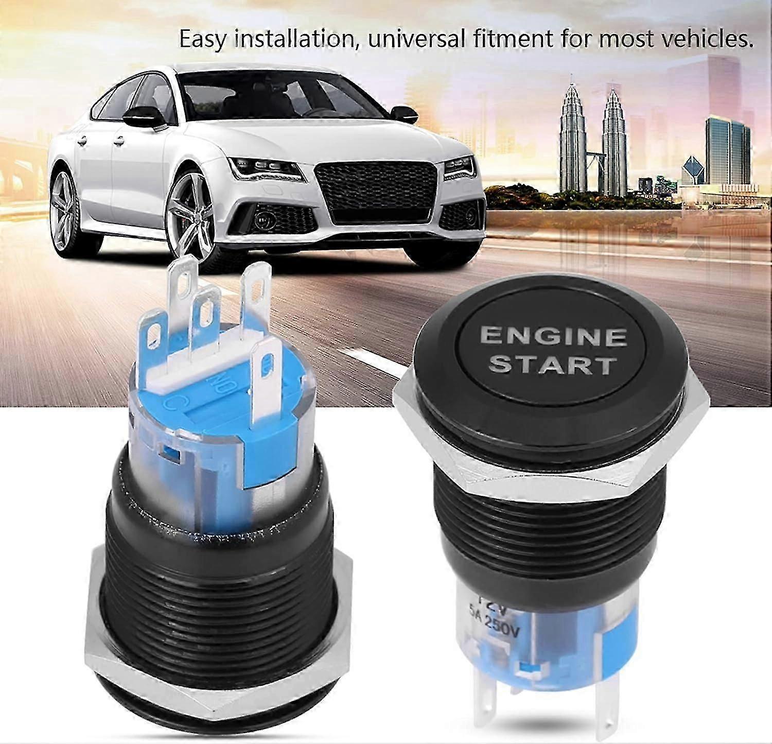 12V Car Start Button, 19mm Ignition Switch Car Ignition Switch Engine Start Push Button ...