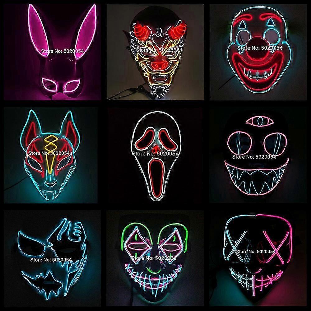 Hot Carnival LED Mask Glowing Halloween Party Mask Rave Mask Carnival ...