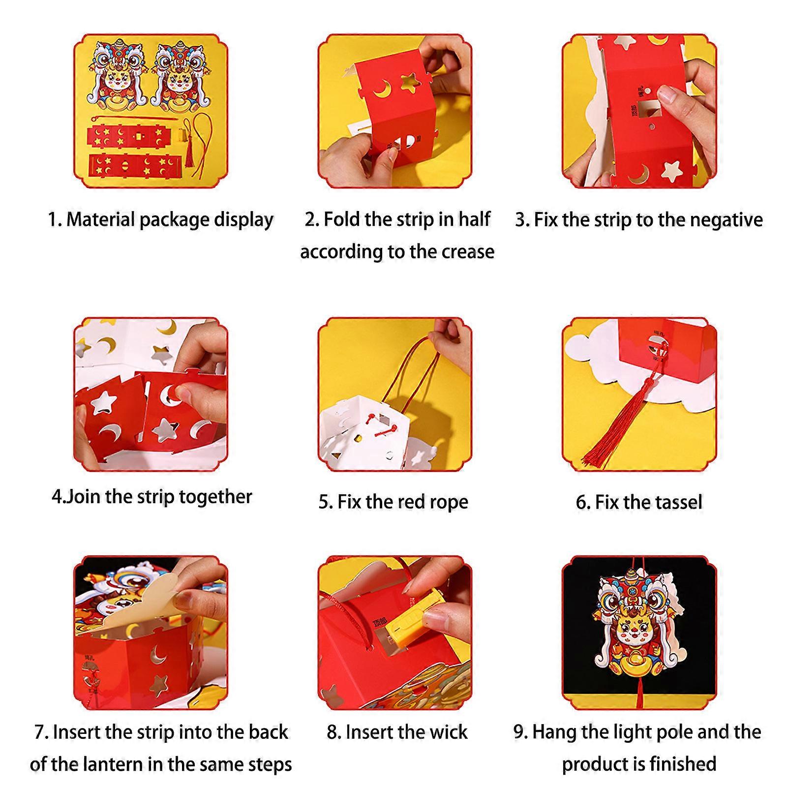 Chinese New Year Decor DIY Lamp Kits Children Portable Luminous Lamps ...