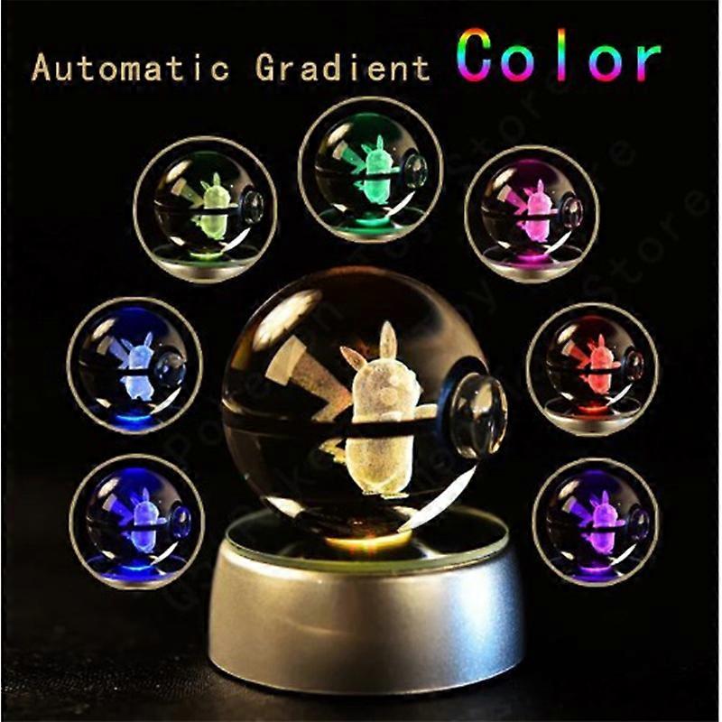 Pokemon 3D Crystal Ball Pikachu Figure Pokeball Engraving Crystal ...