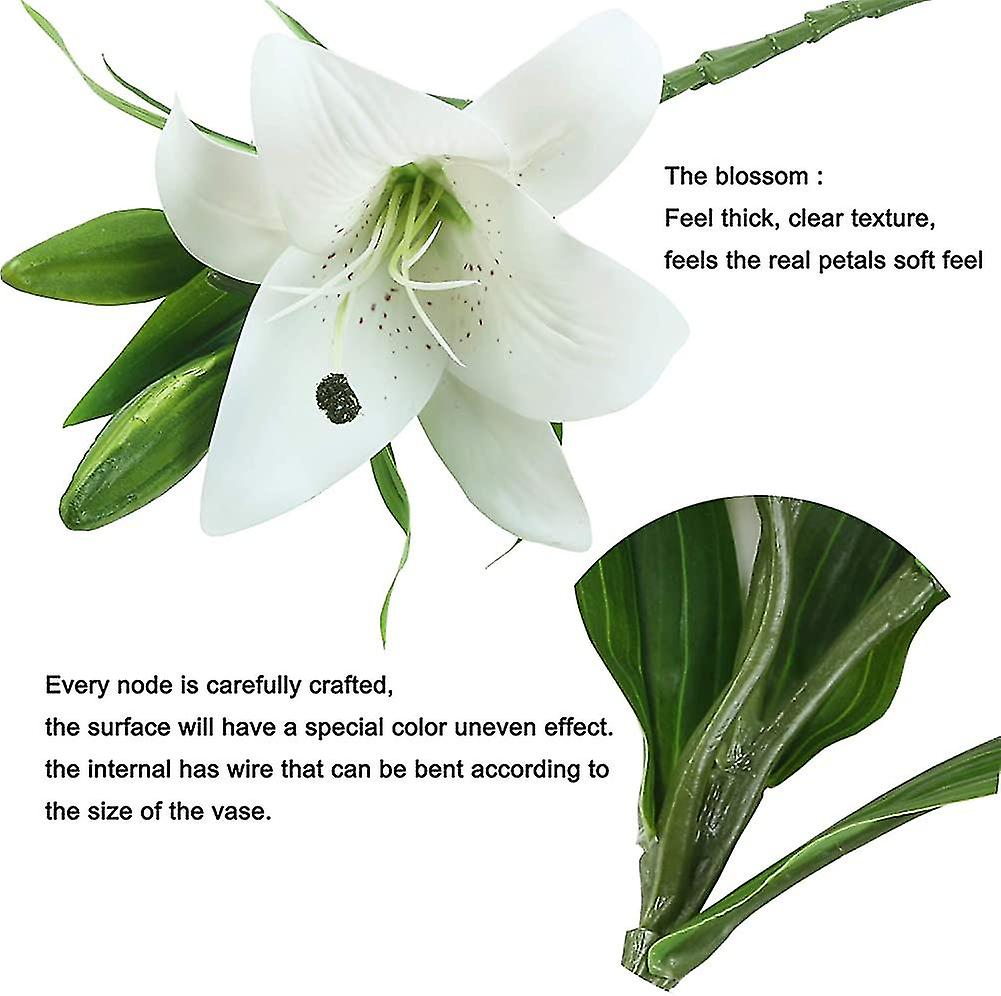 Artificial Flowers Fake Lily Flowers 5 Bunches Fake Flower Bouquet For ...