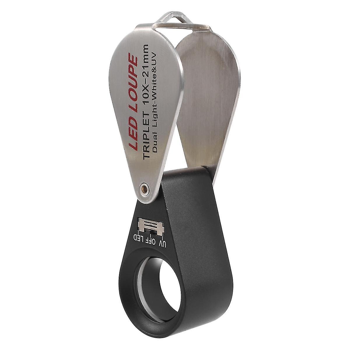 10x Magnification Jeweler Loupe Triplet Lens Magnifier With 6 Led Uv ...