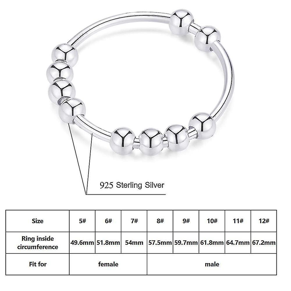 925 Sterling Silver Anti Anxiety Ring For Women Men Fidget Rings For ...