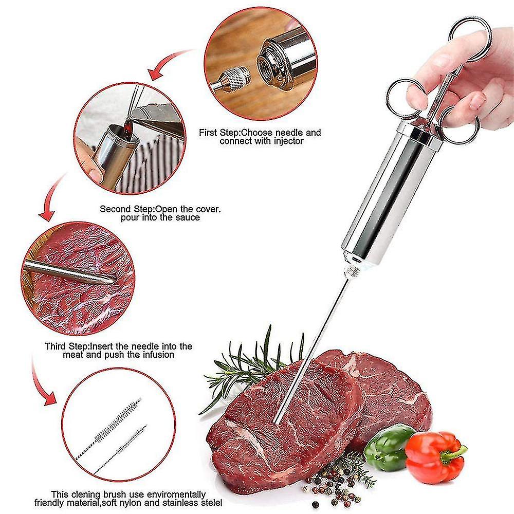 Heavy Duty 304 Stainless Steel Meat Injector Kit With 60ml Large ...