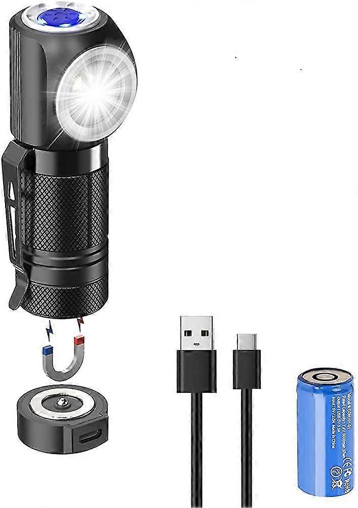 Led Angle Torch Rechargeable: Bright Flashlight With Clip Magnet ...