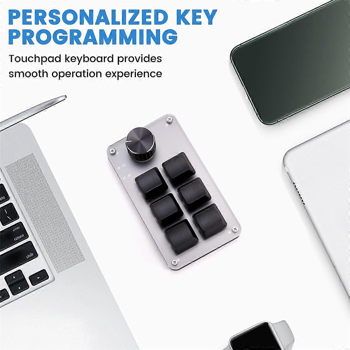 6 Key 1 Knob Copy Paste Mini Button Wired RGB Mini Mechanical Keyboard ...