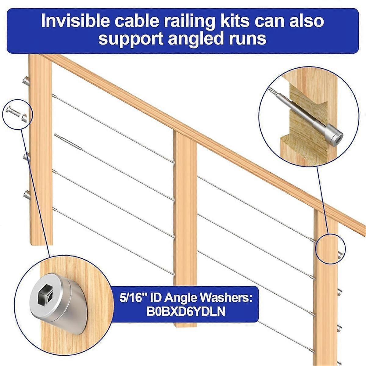 50 Pack Invisible Cable Railing Kit, T316 Stainless Steel 1/8In ...