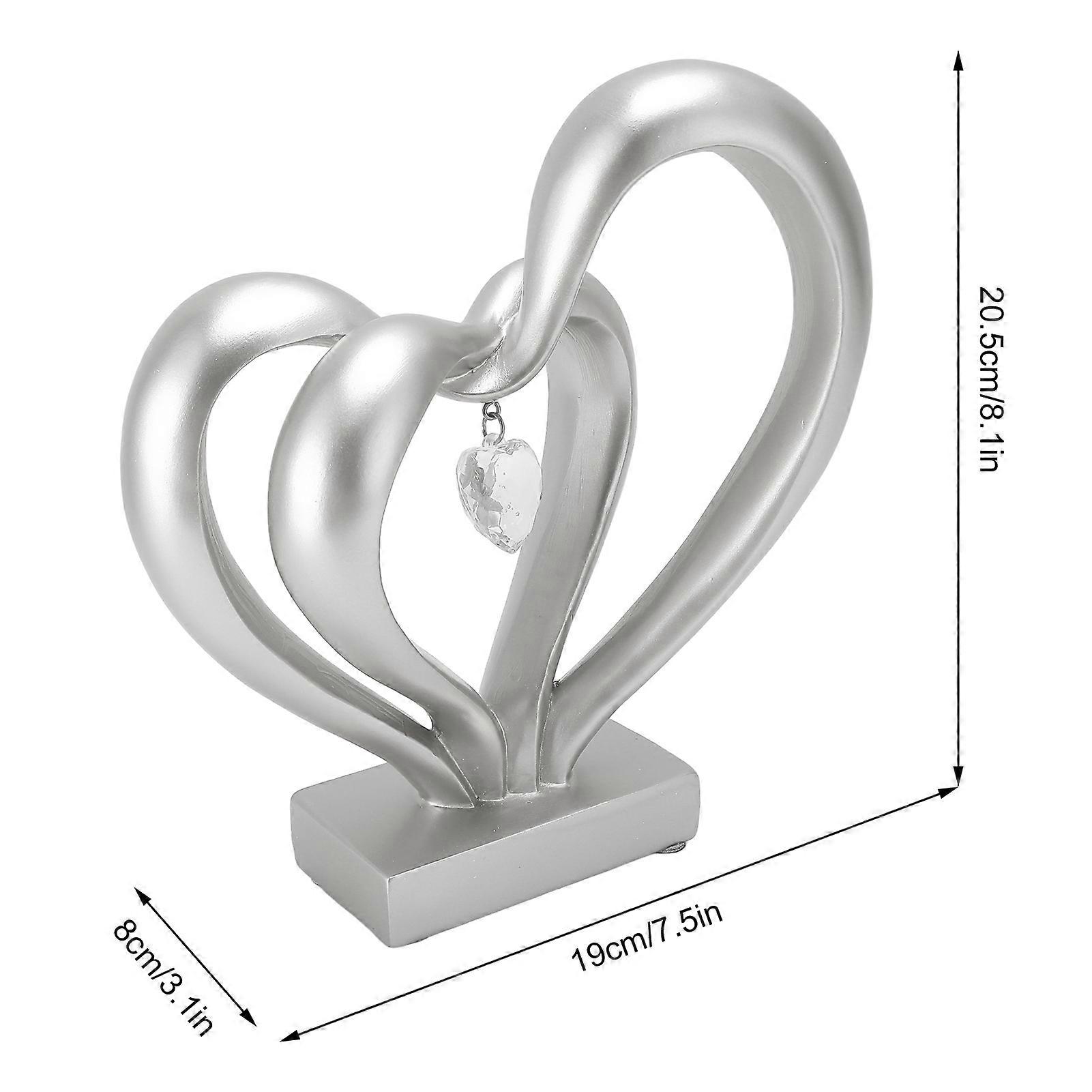 Double Heart Sculpture Resin Romantic Heart Statues Love Sculpture for ...