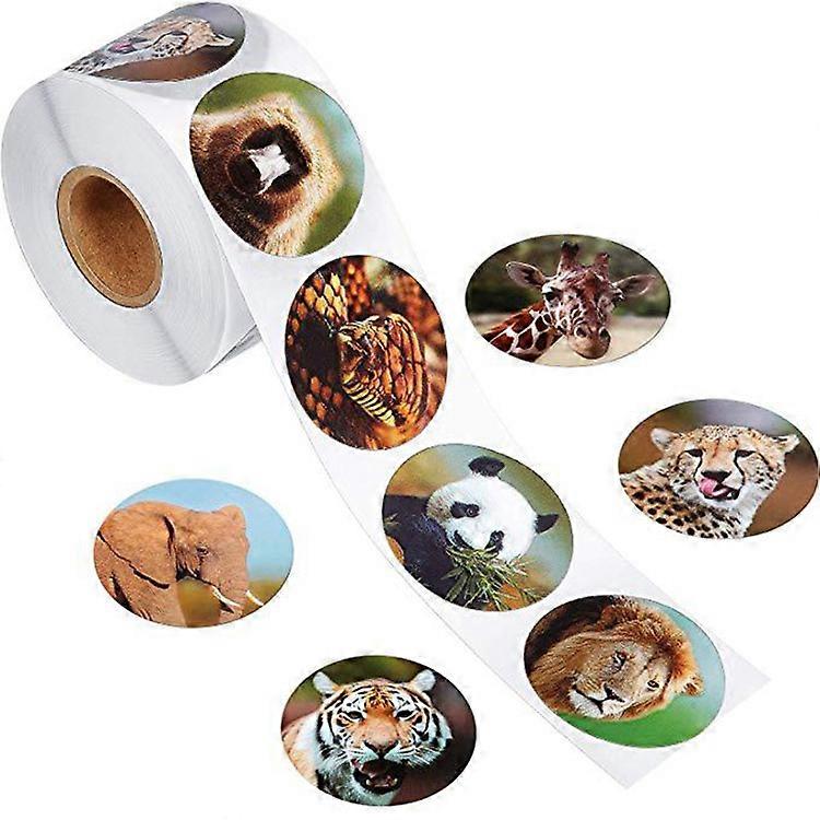 500 Pieces Animal Stickers Zoo Animal Roll Stickers 1 Inch Self ...