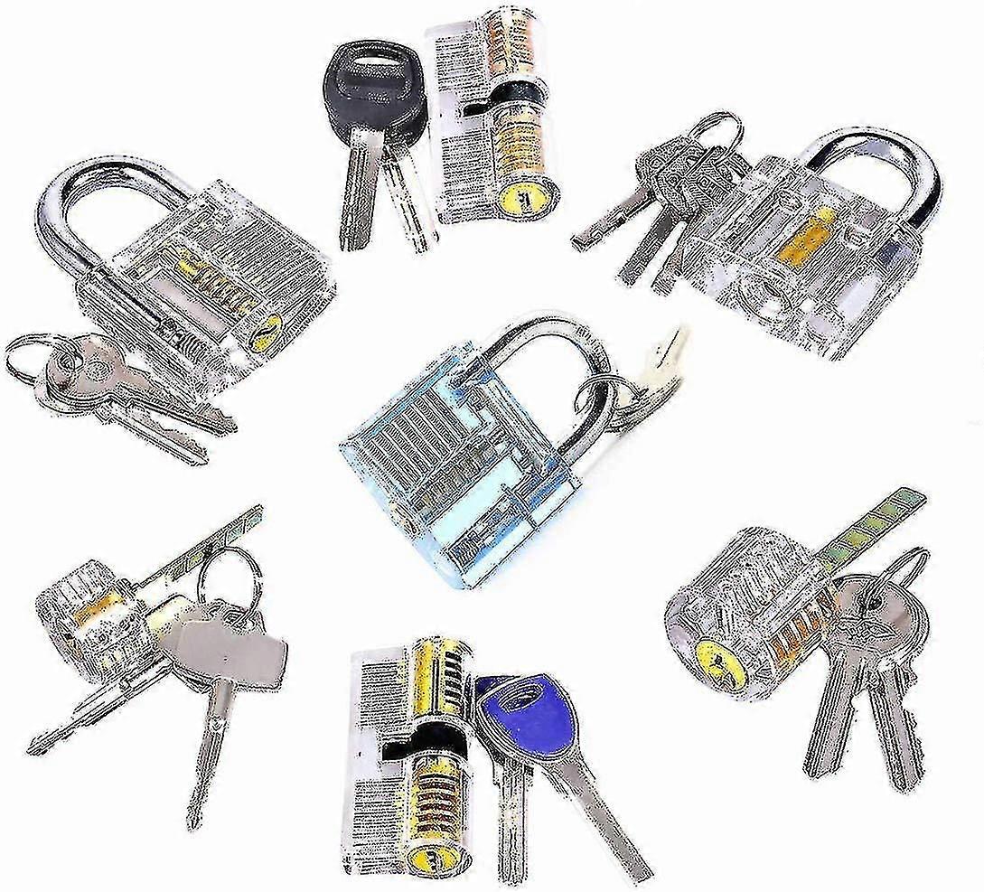 Locksmith Training Lock Set 7pcs Transparent Lock For Lockpick Practice ...