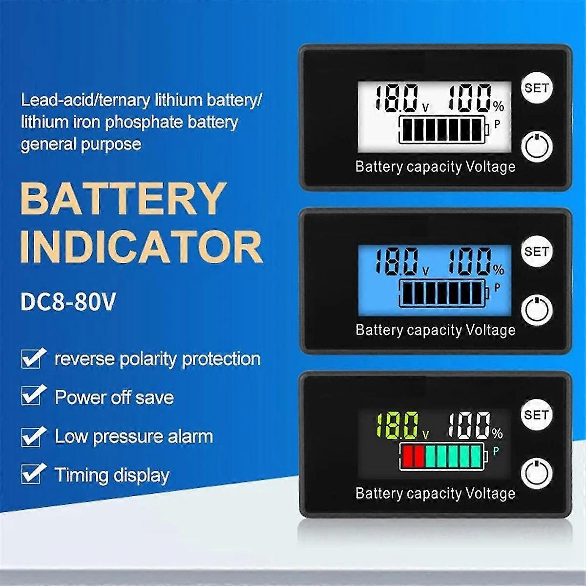 LCD Liquid Crystal 8-100V Voltmeter Battery Car Power Detection Digital ...