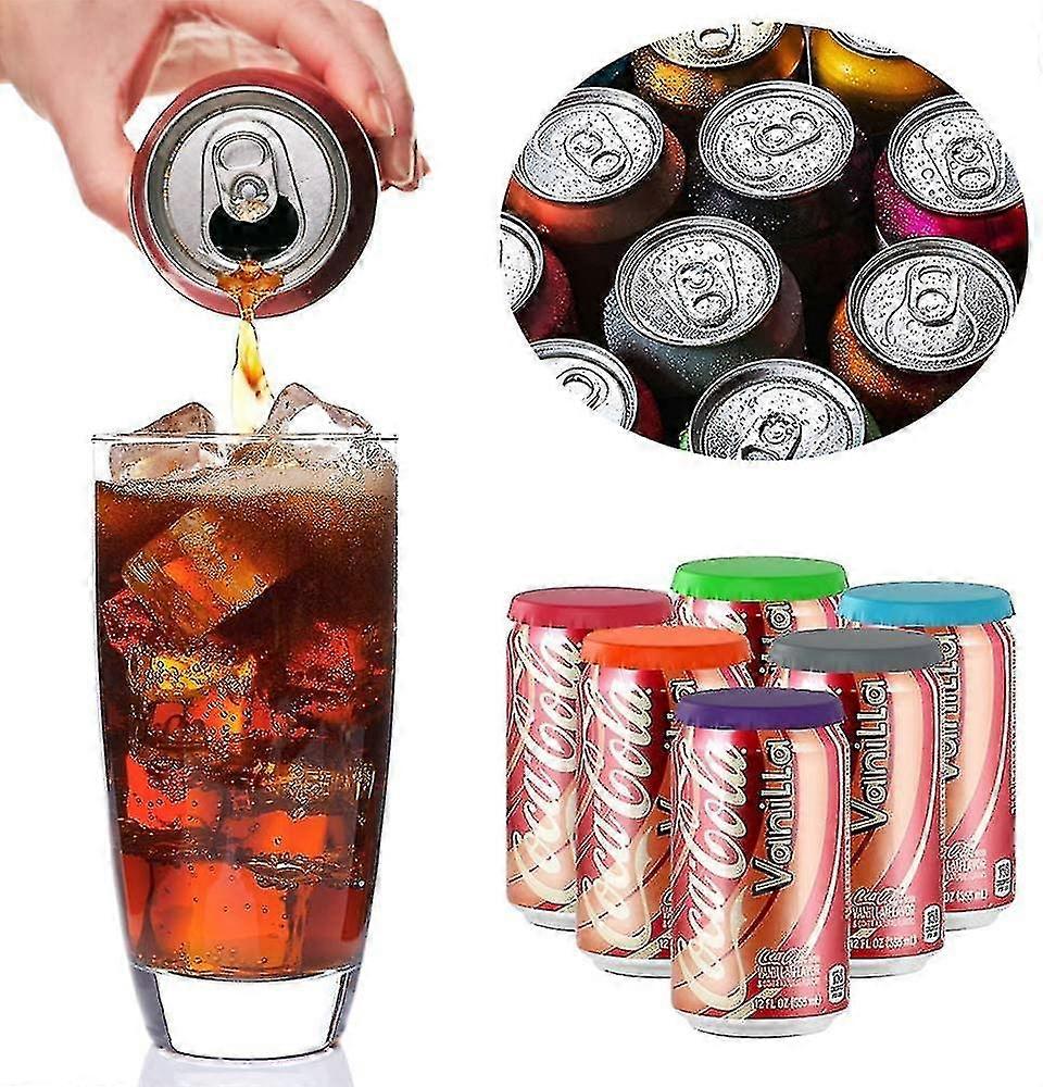 Soda Can Lids, 6-pack Reusable Silicone Can Covers For Soda/beverage ...