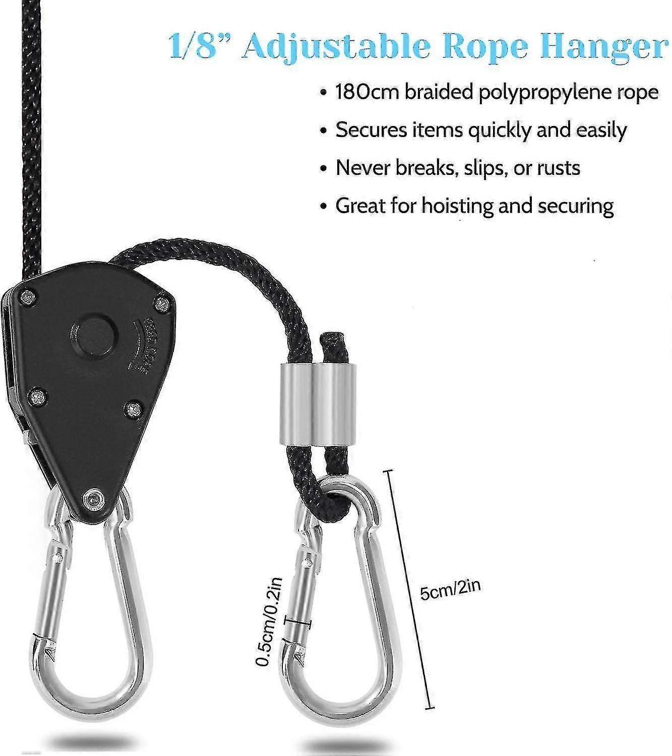 4 Pcs Ratchet Ropes with Hooks for Lamp or Plants, Adjustable Hook Rope ...