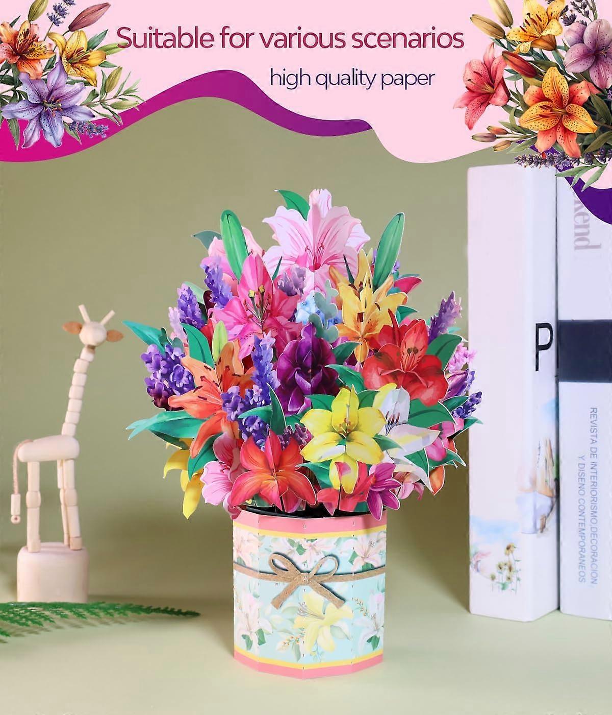 3D Bouquet Pop Up Card, Mother's Day Card 3D Paper Floral Greeting Card ...