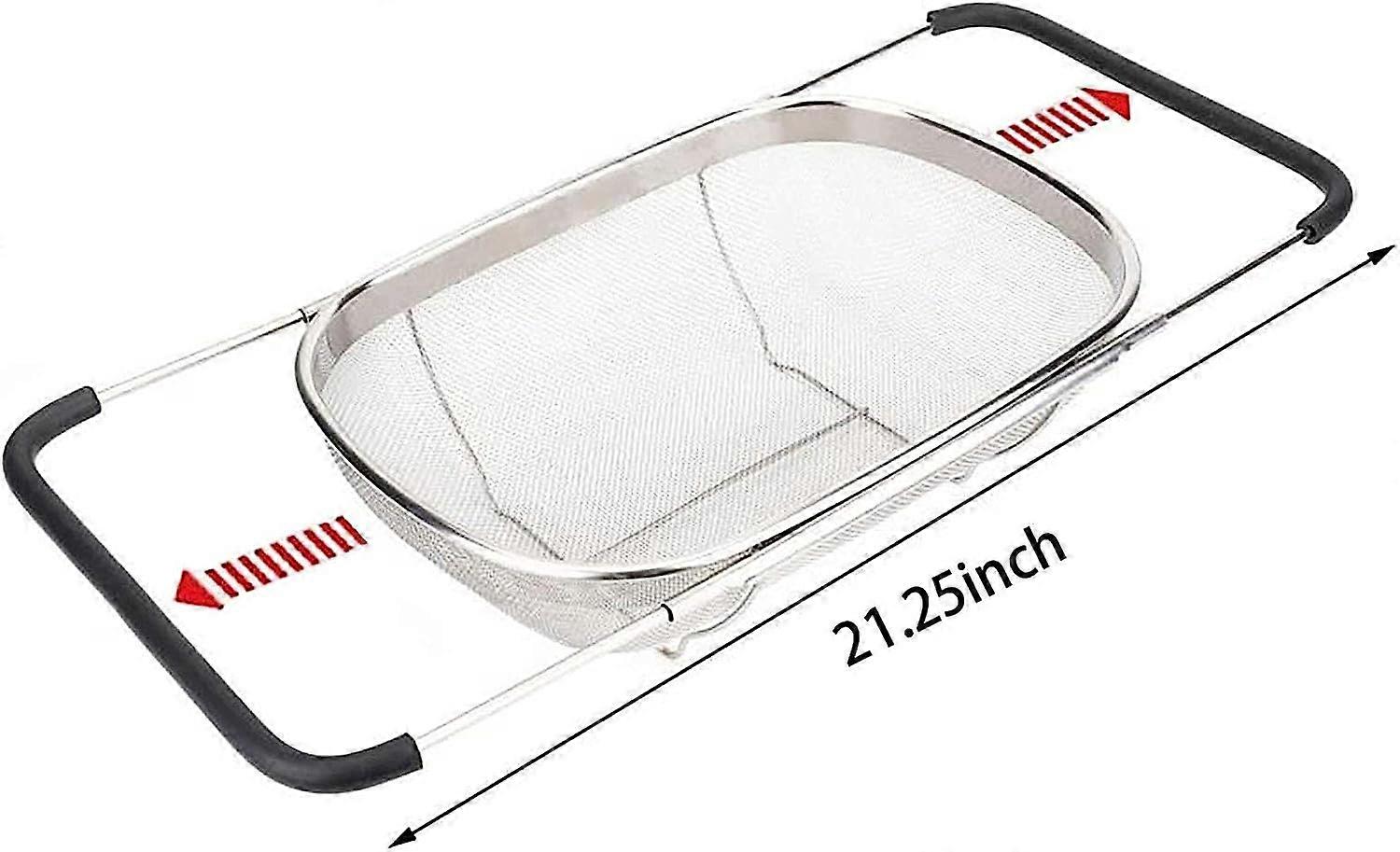 Over Sink Stainless Steel Oval Colander with Expandable Rubber Grip ...