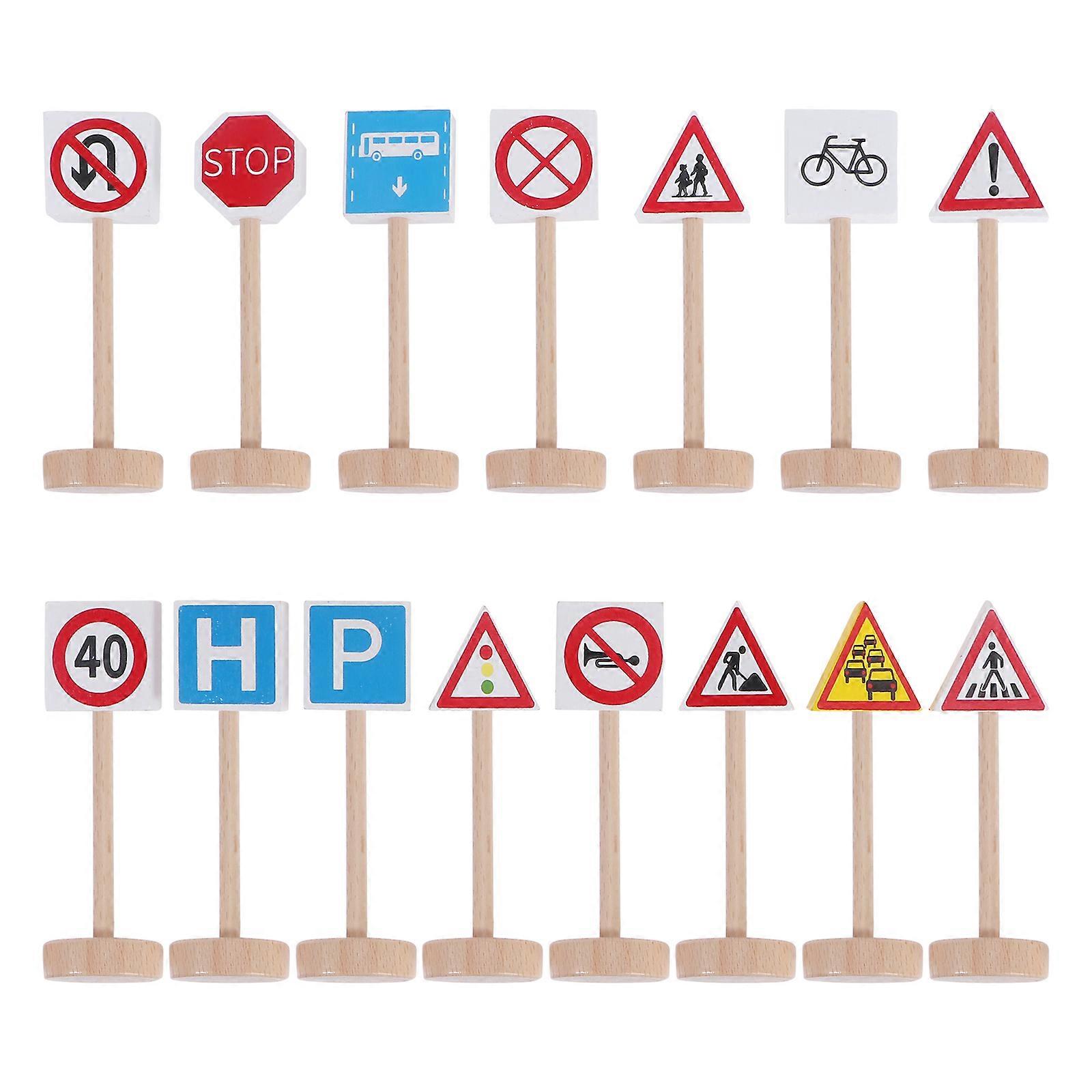 15 PCS Childrens Toys Traffic Signs Playset Kids Toys Model Traffic ...