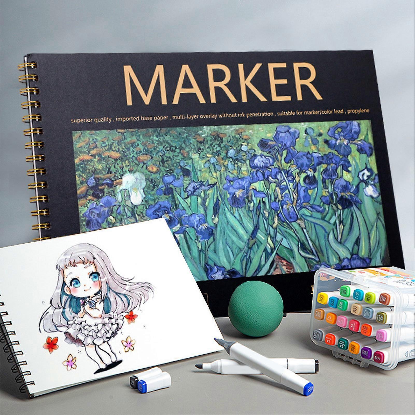 Marker Sketchbook Art Paper Marker Pad Spiral-Bound Design Sketchbook ...