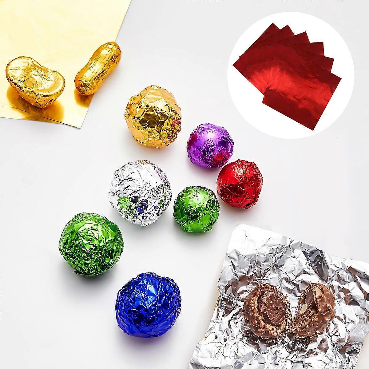 100Pcs/Lot 10*10cm Red Square Candy Making Sweets Chocolate Lolly Foil ...