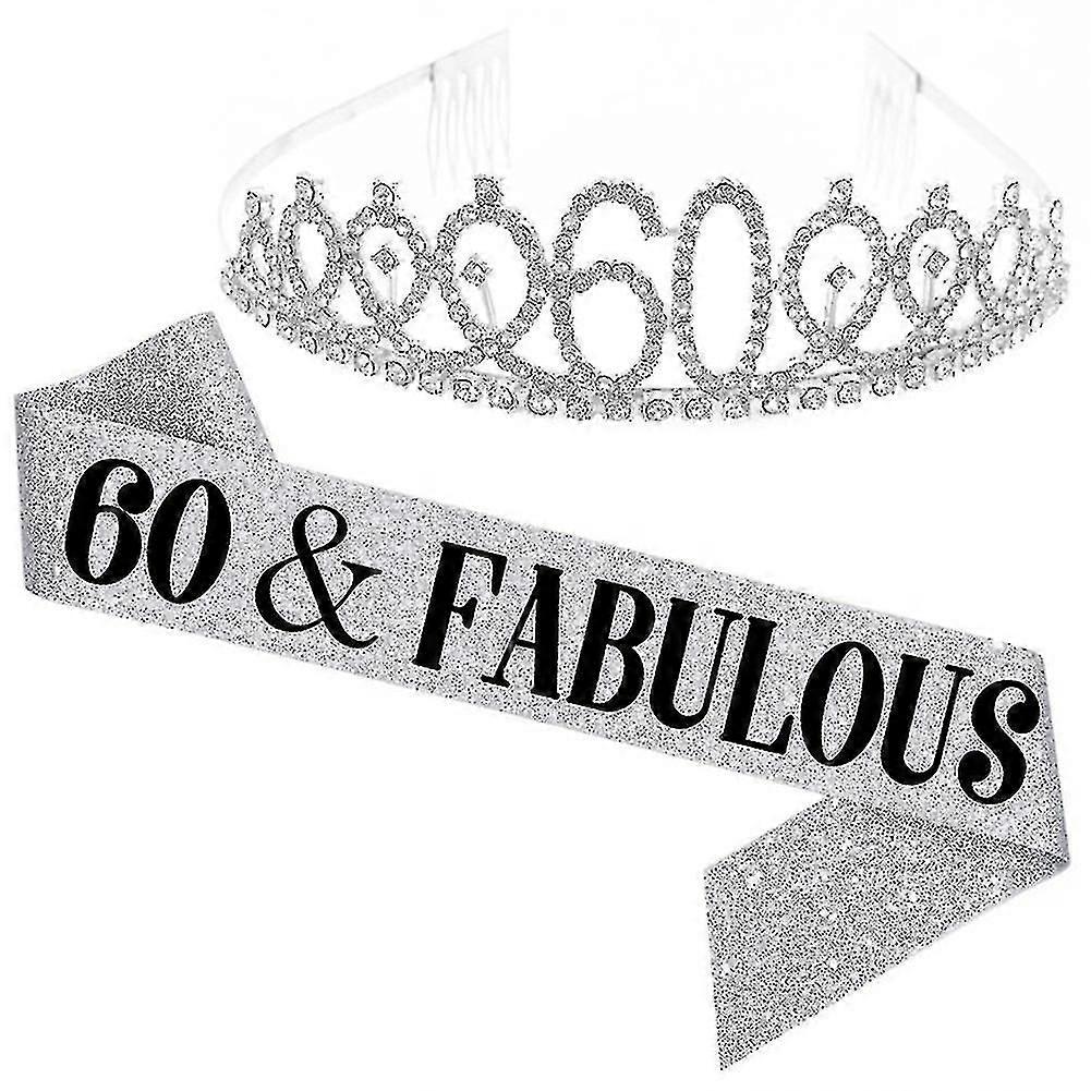 Women Glittering Rhinestone Letter Print Sash Tiara Set Birthday Party ...