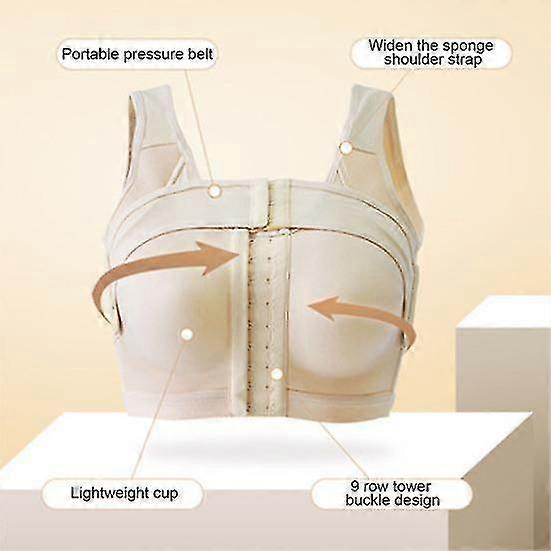 Women Front Breast Support Bra Implant Stabilizer Wide Shoudler Strap Post Surgery Compression ...
