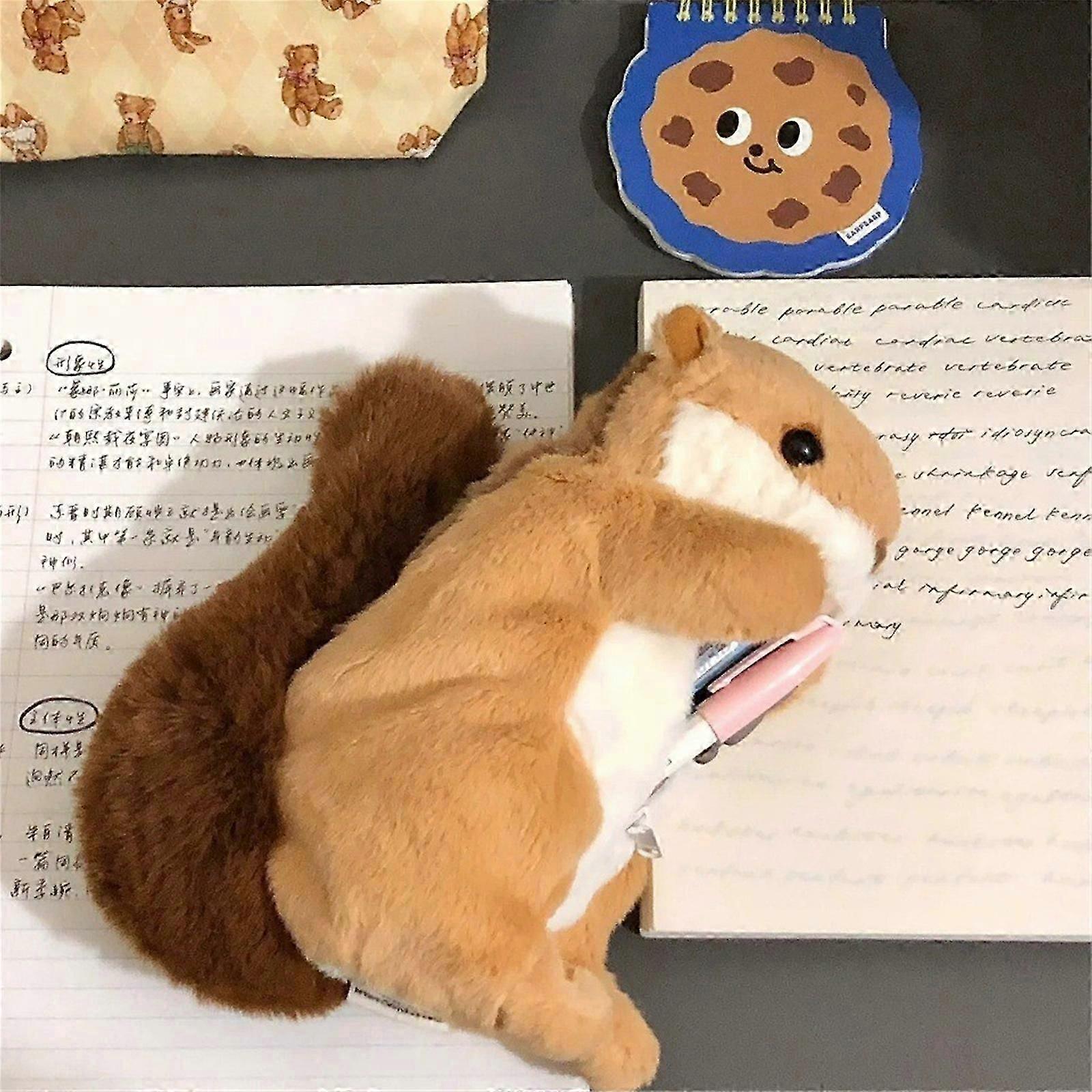 Plush Squirrel Shape Pencil Bag Cartoon Pen Case Plush Animal Pen ...